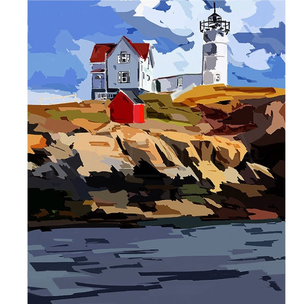 Nubble Lighthouse Paintings Diamond Painting Lighthouse Midday At